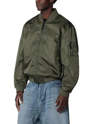 Balenciaga Khaki Nylon Zip-up Bomber Jacket - Green