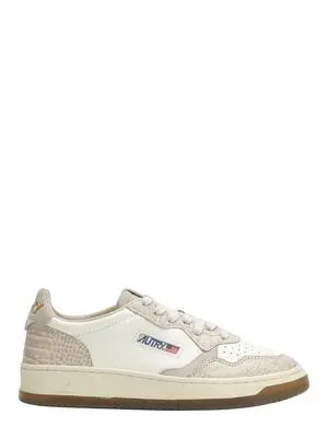 AUTRY Medalist Low Sneakers With Python-effect Inserts - Beige