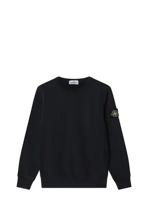 Stone Island Cotton Sweatshirt With Compass Patch - Black