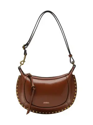 Isabel Marant Étoile Oskan Moon Shoulder Bag In Calfskin Leather - Brown