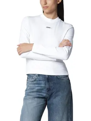 Jacquemus JACQUEMUS Le Gros Grain Long Sleeve Stretch Cotton T-Shirt White