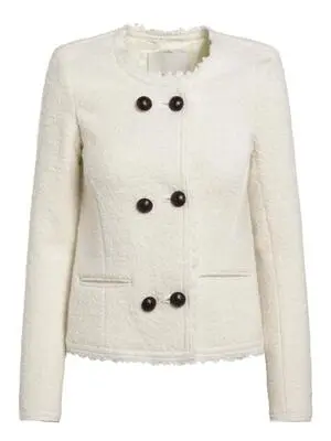 Isabel Marant Étoile Suely Bouclé Jacket With Fringed Trim - White