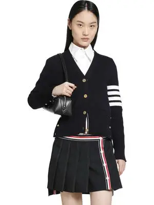 Thom Browne Milano Classic 4-bar V-neck Cardigan - Blue