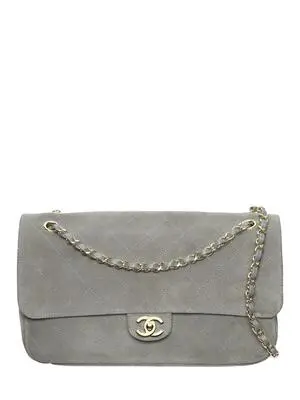 Chanel Maxi Flap Bag In Grained Calfskin - Dark Gray