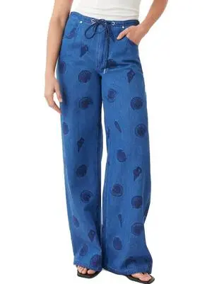 Habitual Lia Seashell High Waist Wide Leg Jeans - Medium Blue