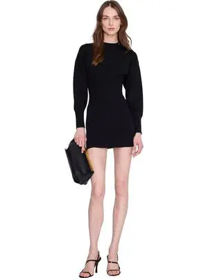 ANINE BING Imane Knit Mini Dress With Voluminous Sleeves - Black