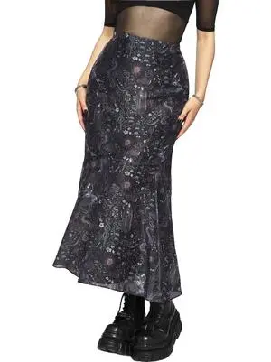 DISTURBIA Disturbia Haunt Medieval Print Midaxi Skirt
