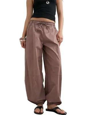 Topshop Tie Waist Elastic Cuff Pants - Brown