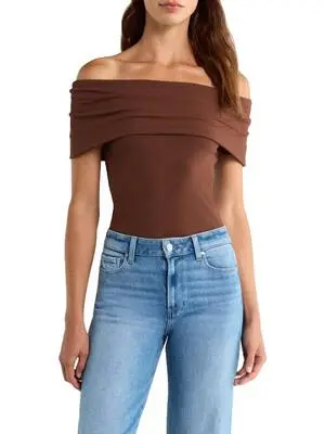 Paige Rosarita Rib Knit Off-the-shoulder Top - Oak