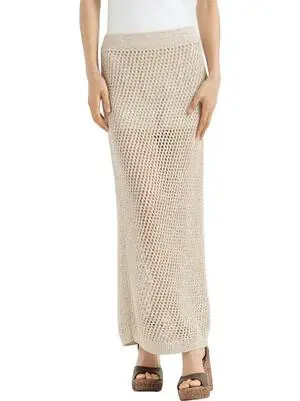 Brunello Cucinelli Hemp Net Knit Maxi Skirt - Sand