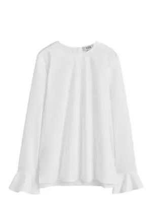 Cos Flared-cuff Cotton Poplin Blouse - White