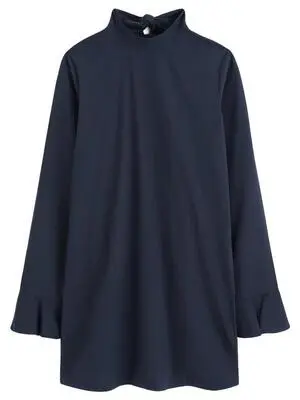 Cos Flared-cuff Cotton Mini Dress - Navy