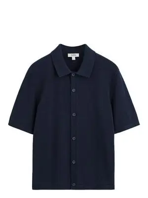 Cos Knitted Cotton Shirt - Navy