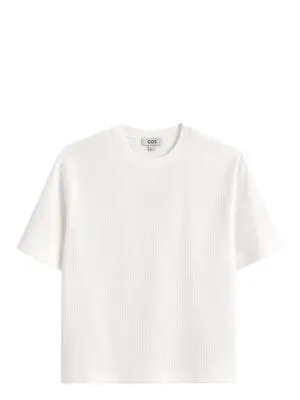Cos Heavyweight Ribbed T-shirt - White