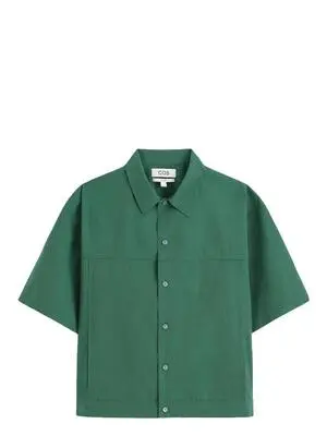 Cos Boxy Cotton-poplin Utility Shirt - Green