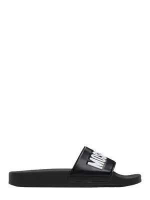 Moschino Embossed Logo Slide Slippers - Black