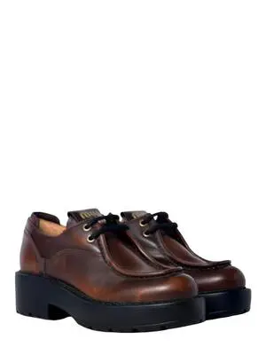 Miu Miu Lace-up Platform Loafers - Brown