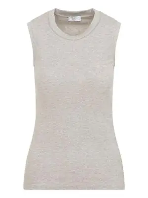 Peserico Lurex Ribbed Viscose Top - Brown