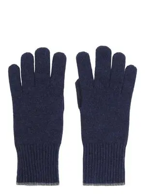 Brunello Cucinelli Ribbed Knit Gloves - Blue