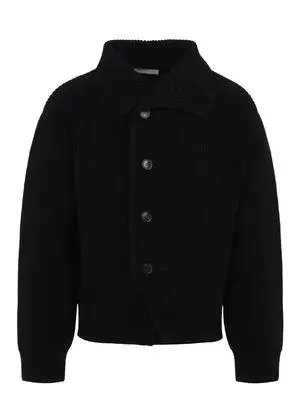 Dries Van Noten Marino Asymmetric Shawl Collar Cardigan - Black