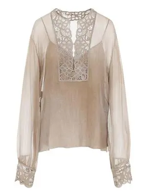 ERMANO SCERVINO Ermanno Scervino Silk Blouse With Lace Detail - Brown