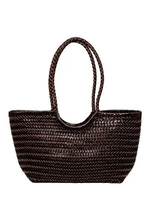 RIMINI Woven Leather Bucket Bag - Brown