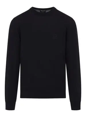 Giorgio Armani Giorgio Armani 100% Virgin Wool Textured Crew Neck Sweater Blue