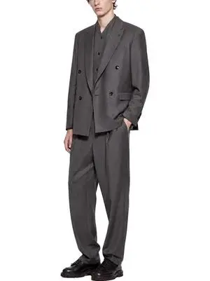 Giorgio Armani Double-breasted Virgin Wool Blazer - Grey