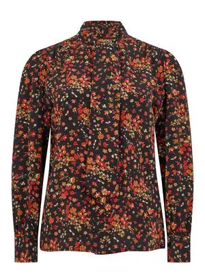 Gucci Floral Print Silk Long-sleeve Shirt - Black