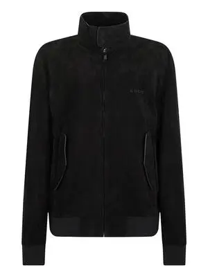 Gucci Lambskin High-collar Zip Jacket - Black