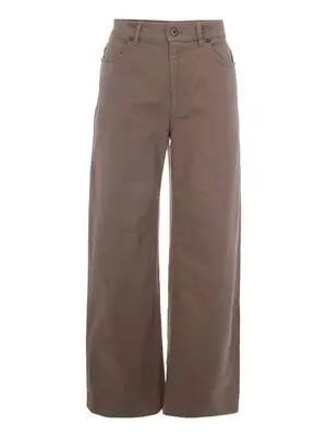 PAROSH Wide-leg Denim Jeans - Beige