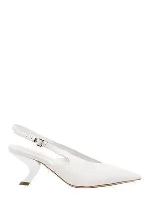 VIC MATIE Leather Slingback High Heel Shoes - White