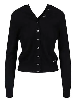 Alexander Wang Wool-blend Cardigan With Wool Trim - Black