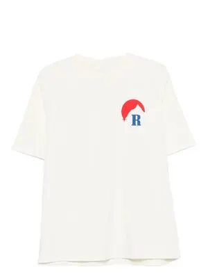 Rhude Crewneck T-shirt With Chest And Back Print - Bianco