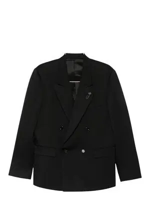LARDINI Double Breasted Tailored Overcoat - Black