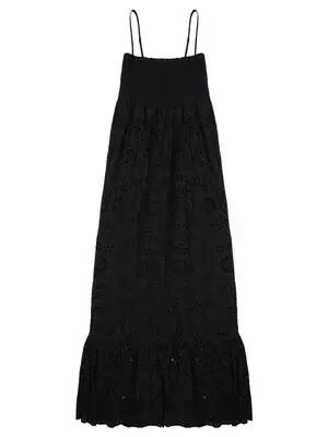 MC2 SAINT BARTH Embroidered Cotton Maxi Dress - Black
