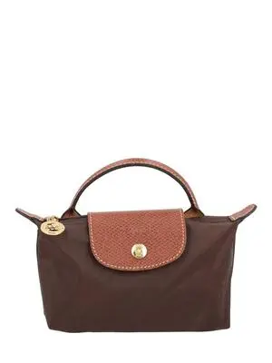 Longchamp LONGCHAMP Fold-Over Top Handle Mini Tote Bag Brown