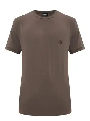 Giorgio Armani S Crewneck Logo T-shirt - Brown