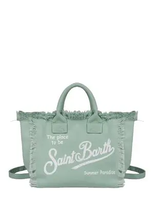MC2 SAINT BARTH MC2 SAINT BARTH Cotton Tote Bag With Fringe Detail Green