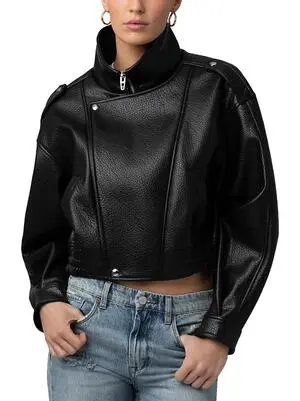 Blanknyc Faux Leather Funnel Neck Bomber Jacket - Night Moves