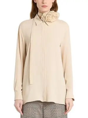 Marella Lace Accent Blouse - Sand