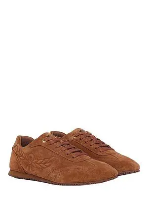 Mcm Federlite Lo Laurel Suede Leather Sneakers - Cognac