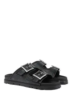 Mcm Visetos Buckled Slides - Black