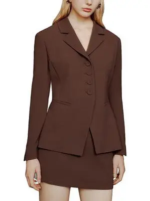 Marella Notched Collar Contoured Blazer - Brown
