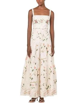 Agua Bendita Lima Navegante Linen Maxi Dress - Multicolor