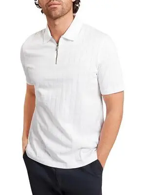 Ted Baker London Victor Square Jacquard Zip Polo Shirt - White