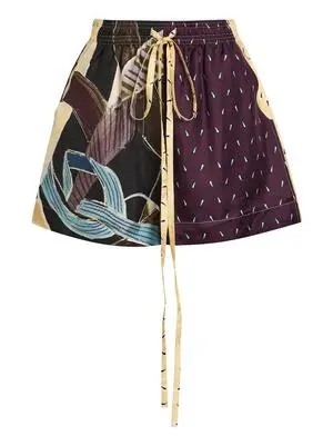 OTZIO Valentino Printed Silk Shorts - Multicoloured