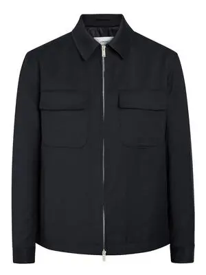 LARDINI Woven Jacket With Zip-up Front - Navy