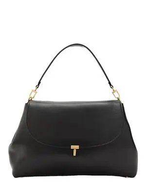 TOTEME T-lock Leather Satchel - Black