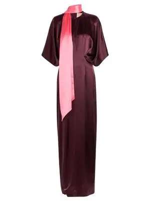 ROKSANDA Sami Draped Satin Maxi Dress With Contrasting Scarf - Multicoloured